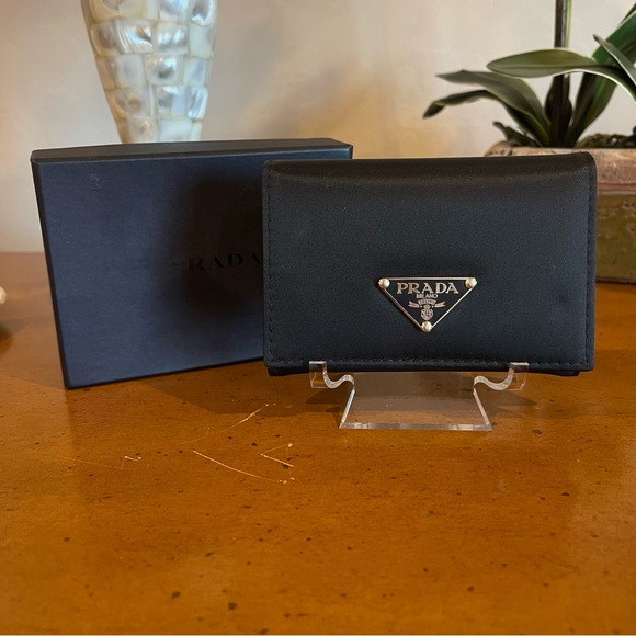 Prada | Bags | Nib Prada Logo Plate Nylon Card Case | Poshmark